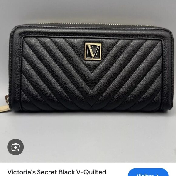 Victoria's Secret | Bags | Victorias Secret Black V Quilted Large ...
